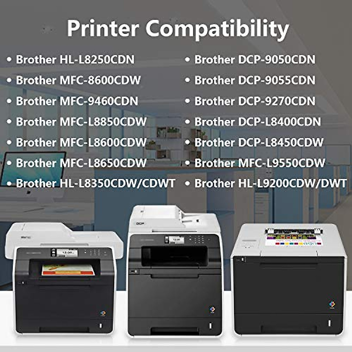 4-Pack (BK/C/M/Y) Cartridge TN331BK,TN331C,TN331M,TN331Y Toner Cartridge Replacement for Brother HL-L8250CDN L8350CDW L9200CDW MFC-8600CDW 9460CDN L8600CDW L8650CDW DCP-9050CDN L8400CDN Printer