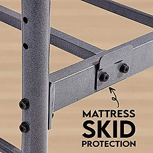 AMBEE21 Washington Queen Metal Bed Frame with Headboard and Footboard Platform/Wrought Iron/Heavy Duty/ Metal Slat/ Grey Silver/No Box Spring Needed