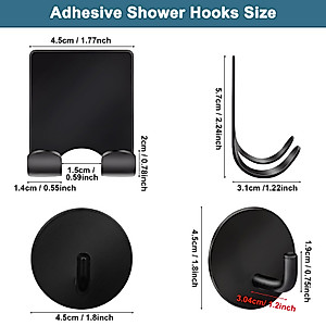 ANRUI Razor Holder for Shower and Shower Hooks, Premium 304 Stainless Steel Razor Holder, Heavy Duty Waterproof in Adhesive Shower Wall Hooks for Hanging Loofah,Towels,Robes (4+4 Pack)-Black