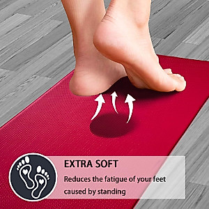 UPHTEH Anti Fatigue Kitchen Mats for Floor 2 Piece Set,17.32 * 28.74 and 17.32 * 46.25,Non Slip Waterproof Kitchen Mats and Rugs Ergonomic Comfort Mat for Kitchen,Home,Office,Sink,Laundry Room (red)