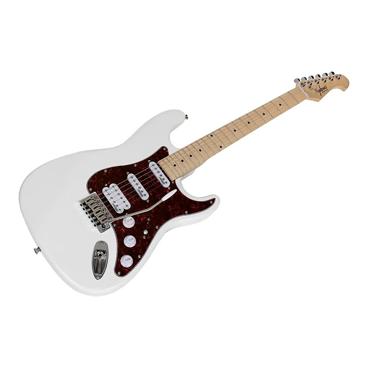 Monoprice 6-String Cali DLX Plus Electric Guitar - Right Handed, Gig Bag, Solid Ash Body, Ivory - Indio Series