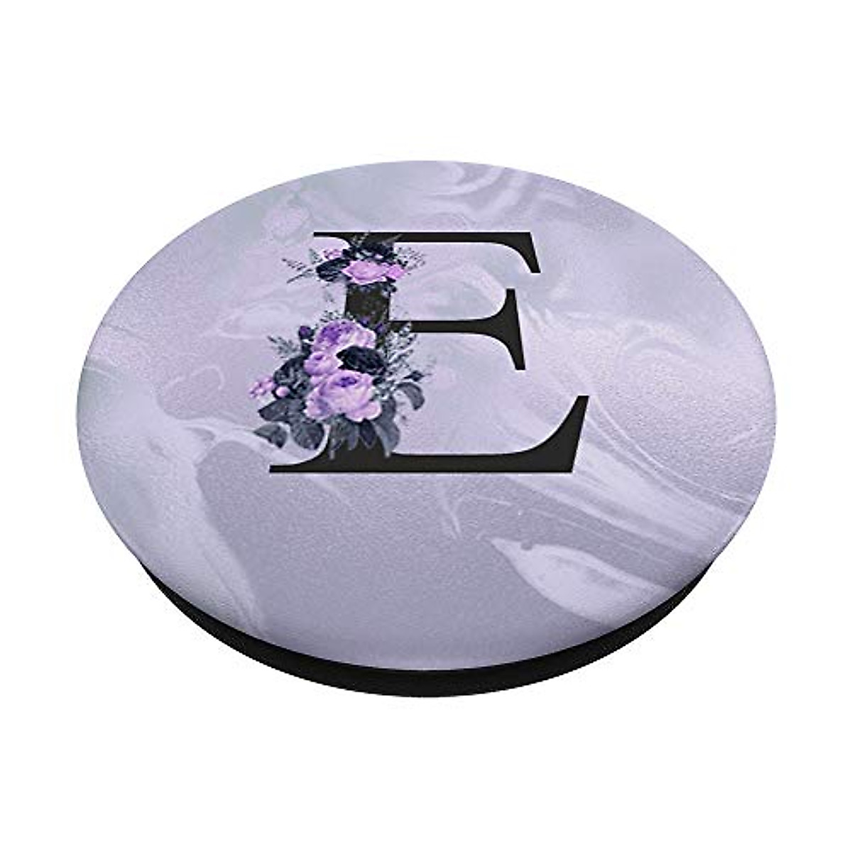 Initial Letter E Purple Lavender Floral Monogram For Women PopSockets PopGrip: Swappable Grip for Phones & Tablets