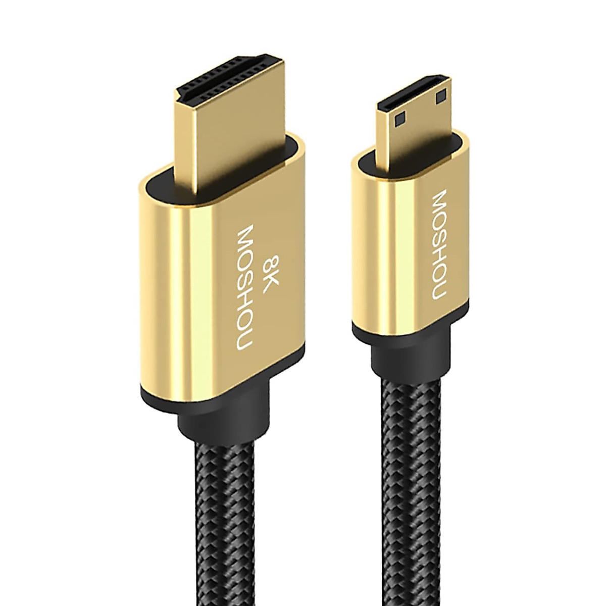 Mini HDMI to HDMI 8K Cable[Gold-plated shell,Braided] High Speed 4K@120Hz 4K@60Hz HDMI 2.1 Cord,Compatible with Nikon,Canon EOS,Camera,Camcorder,Tablet,Graphics Video Cards,Pico Projector(12 Feet)