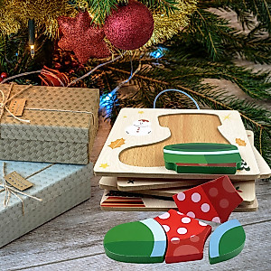 Pinkiwine 4 Pack Christmas Wooden Puzzles for Kids Toddlers Boys Girls Christmas Toys Stocking Stuffers Party Favors Gifts