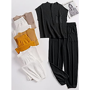 ANRABESS Women's Two Piece Outfits Sweater Sets Knit Pullover Tops Casual Pants Matching Lounge Sets 2023 Spring Summer Fashion Clothes Tracksuit Sweatsuit Set 953heise-L