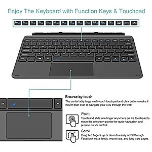 Arteck Microsoft Surface Go Type Cover, Ultra-Slim Portable Bluetooth Wireless Keyboard with Touchpad for 3 (2021), 2 (2020) and Built-in Rechargeable Battery