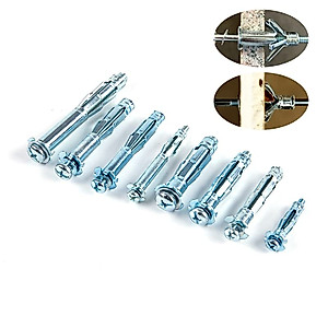 Expansion Screw,Stainless steel expansion bolts, screws, screws,Expansion Bolts Heavy Expansion Bolt Set Wall Anchor Metal Setting Tool Hollow Drive Anchor Screws Assortment Kit for Drywall Plaster (C
