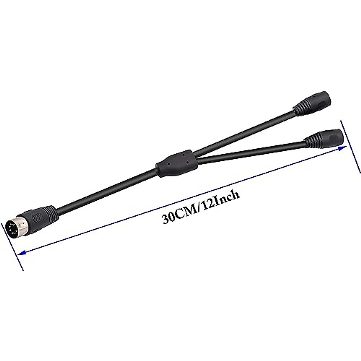 zdyCGTime 7 Pin Din Splitter Cable,DIN 7-Pin Splitter Y Adapter MIDI Cable 7- Pin Plug Male to 2 DIN Female Jack Adapter Y Lead for Bang Olufsen Naim Quad Stereo Systems (30cm/1ft) (7pin)