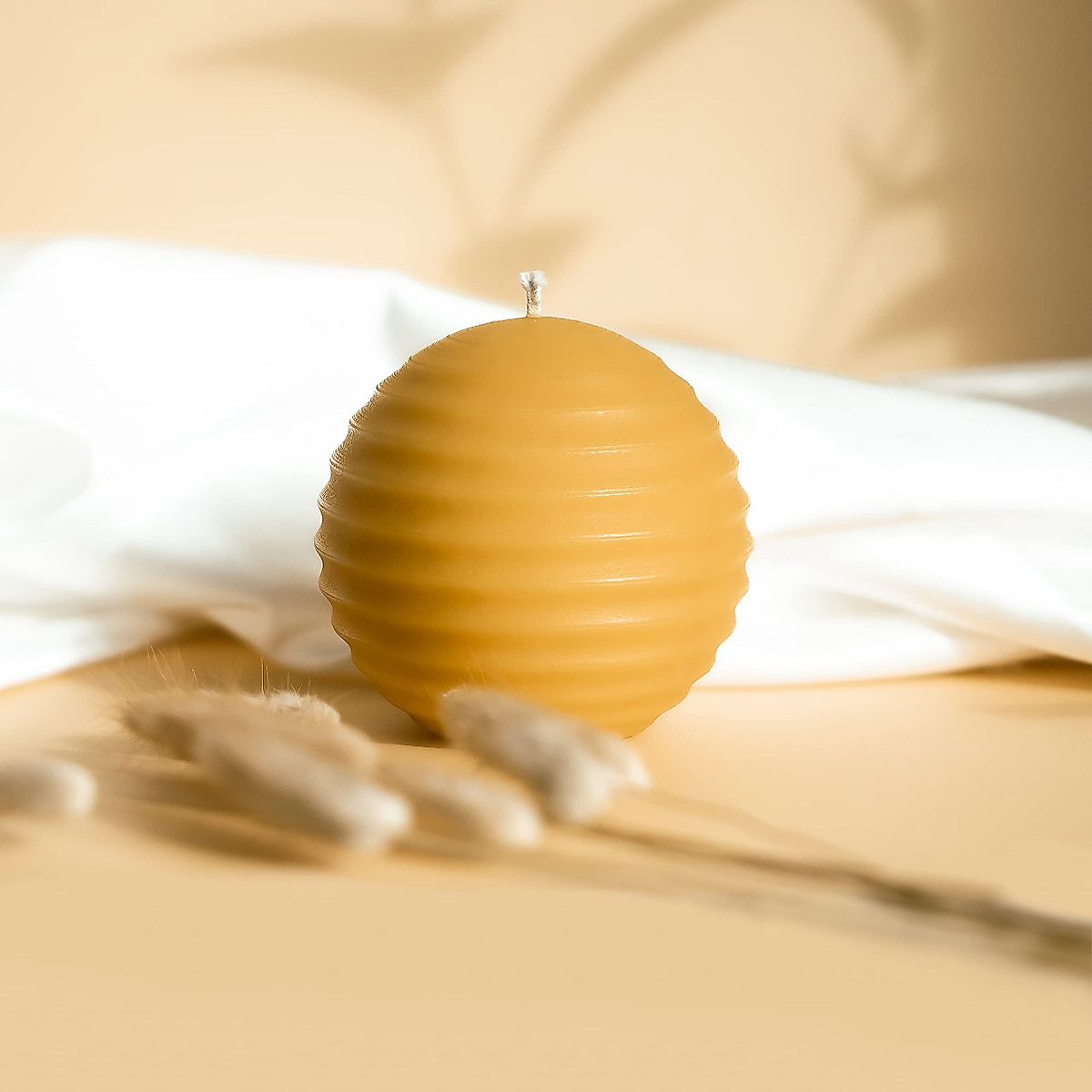 Home & Hive 100% Pure Beeswax Candle | 45 Hour Burn Time | Natural Beeswax with Cotton Wick | Round Candle