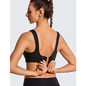 SYROKAN Front Adjustable Sports Bras for Women High Impact Wirefree Comfort No Bounce Support Workout Running Bra Black 36B