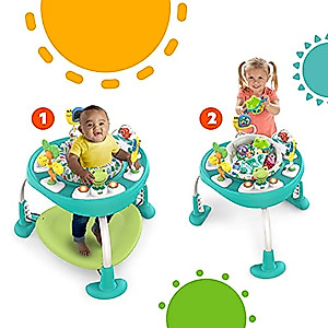 Bright Starts Bounce Bounce Baby 2-in-1 Activity Center Jumper & Table - Playful Pond (Green), 6 Months+