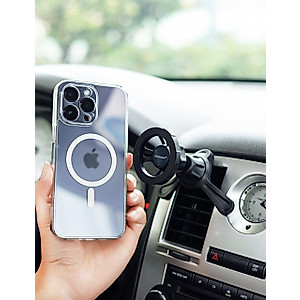 PROfezzion Deluxe Metal Version for MagSafe Car Mount, 2 in 1 Combo Magnetic Phone Holder for Car Vent or Dashboard Compatible with iPhone 15 14 13 12 Pro Max Plus, MagSafe Case & All Phones