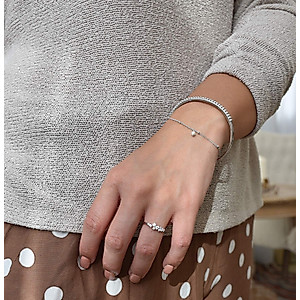 BLOSSOM & HUE Cluster Ring for Women [925 Sterling Silver] with Cubic Zirconia [Premium CZ] Stackable Band (Size 6) - for Anniversary/Girlfriend/Birthday [Hypoallergenic]