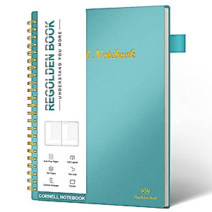 Regolden-Book Cornell Note Notebook, Study Note Taking System, Classic and Simple Design, Ldeal for Easy Learning and Record Keeping (Teal)