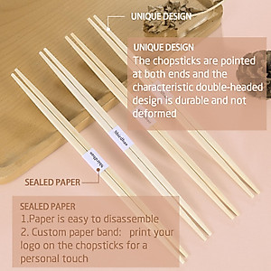 Sbirdbao 100 pairs Disposable Bamboo Chopsticks, 9.5 Inch Japanese Style Double Pointed Separate Chop sticks for Sushi & Asian Dishes