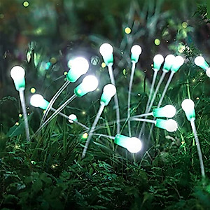 Aluan Firefly Lights Plug in, 2 Pack Garden Decorative Lights Waterproof, Starburst Swaying Outdoor Decorative Lights with 4 Lighting Modes for Garden Patio Flowerbeds Pathway Landscape，Cool White