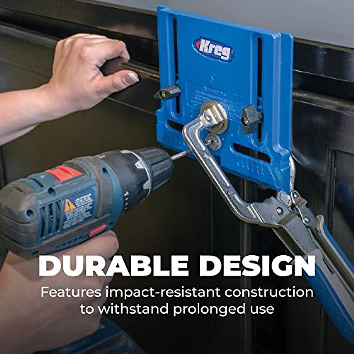 KREG KHI-Pull Cabinet Hardware Jig - for Cabinet Door Handles - Drilling Guide for Cabinet Doors - Creates Straight, Even Holes - Durable Drill Guides