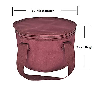 Set of 2 Polyester Fabric Round Thermal Casserole Carrier,Reusable Insulated Lunch Cooler Bag,Pie Carrier for Potluck,Picnics,Collapsible Cooler for Hot/Cold Food,11X7 inch (Red Color)