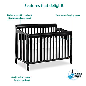 Dream On Me Ashton 5-in-1 Convertible Crib in Black, Greenguard Gold Certified , 50x36x44 Inch (Pack of 1)