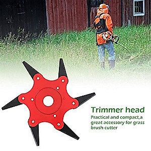 Automotor Outdoor Trimmer Head 6 Steel Razor Blade Trimmer Replacement 65Mn Lawn Mower Head Accessories Garden Lawn Mower Weed Brush Cutter with Adapter