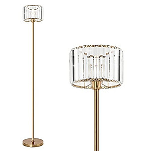 Ralbay Brass Floor Lamp, Gold Crystal Floor Lamp for Living Room Bright Lighting, Modern Contemporary Copper Standing Light for Bedrooms, Brass/Copper Floor Lamp for Living Room(Bulb Excluded)