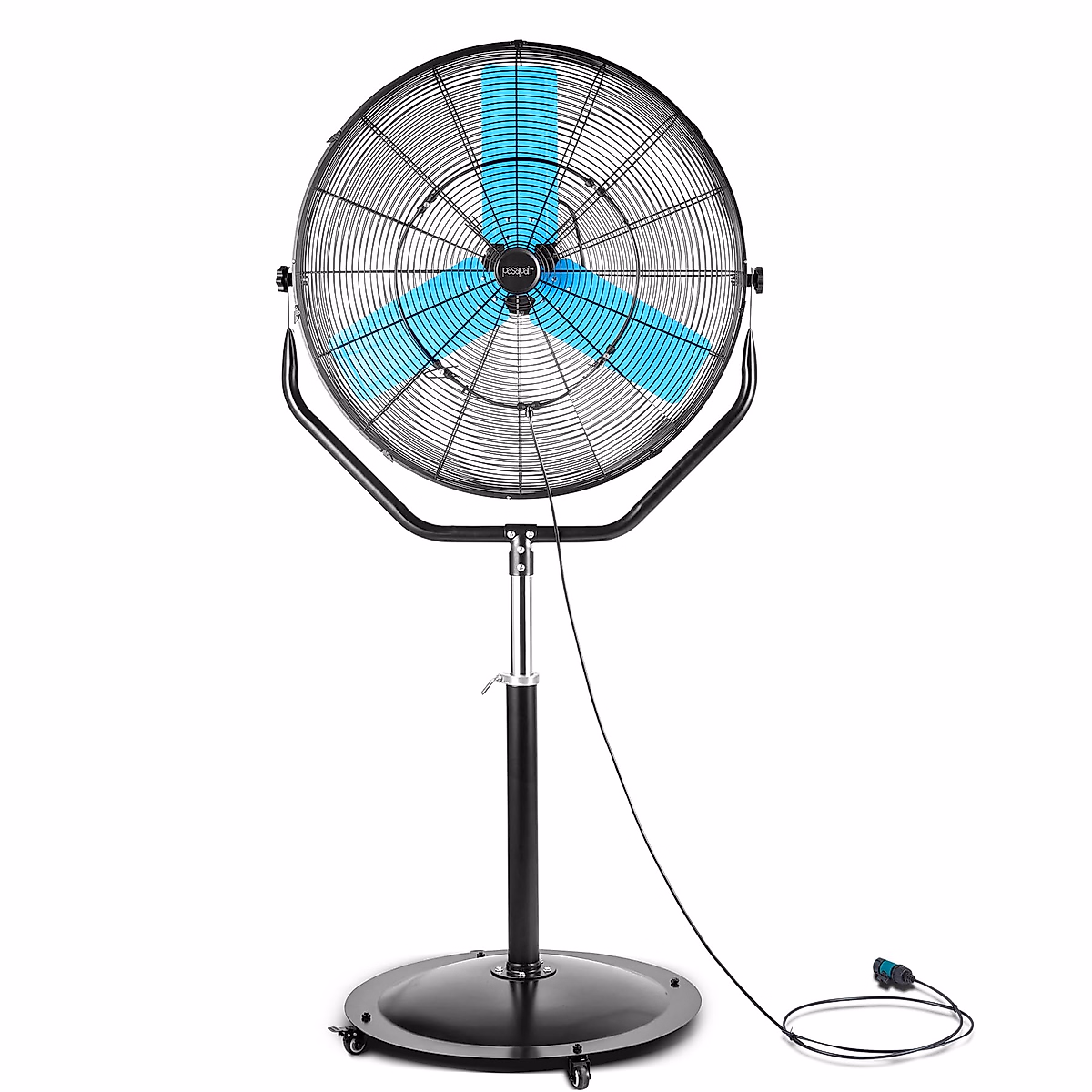 pasapair 24” Industrial Outdoor Misting Pedestal Fan – IPX5 Waterproof Cooling Fan for Patios – Portable Fan with 4 Wheels – 8.2 FT Cord, GFCI Plug & 360° Pitch Rotation– ETL Approved