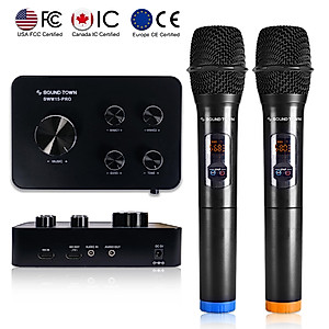 Sound Town Wireless Microphone Karaoke Mixer System with HD Audio Return Channel, Optical, AUX, Bluetooth - Supports Smart TV, Media Box, Sound Bar (SWM15-PRO)