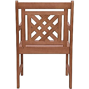 VIFAH V1835 Malibu Outdoor Patio Plaid Eucalyptus Dining Armchair