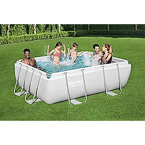 Bestway 1056631USX22 Power Steel Above Ground Swimming Pool, 9'3" x 6'5" x 33", White & HYDROTOOLS by SWIMLINE Mini Chemical Dispenser for Spas and Personal Pools, Supports 1’’ Tablets