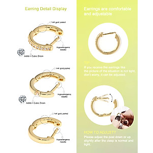 Shownee Gold Huggie Earrings for Women Small Huggie Hoop Earrings for Women Gift 14K Gold Plated Hoops Set with Cubic Zirconia
