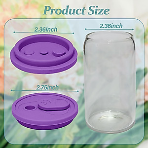 TERESRY 4 Pack Silicone Lids for Glass Cups with Bamboo Lids and Straws, 2.75inch/70mm Silicone Lids for 16OZ Beer Can Cups with Wooden Lids, Replacement Canning Lids for 20OZ 24OZ Glass Cups