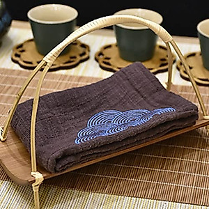 Sushi Tray Wood Food Containers Wooden Serving Tray Guest Towel Holder Tea Dessert Dish Plate Platter with Handle for Breakfast Home Kitchen Bathroom Snack Containers