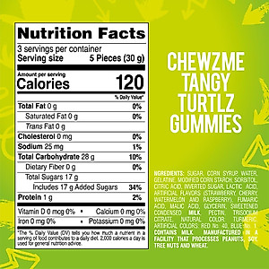 ChewzMe Tangy Turtlz Gummies, Turtle Shaped Jelly-Filled Gummy and Chewy Candy in Assorted Flavors, 3.2 Ounce (Pack of 1)