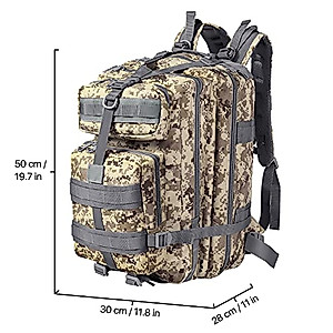Flexzion Assault Pack Backpack - 40L Large Tactical Bags for Men Military Style Backpack, MOLLE Bug Out Gear Backpack, Water-Resistant RuckSack Army Backpack for Men and Women - Arctic Camouflage