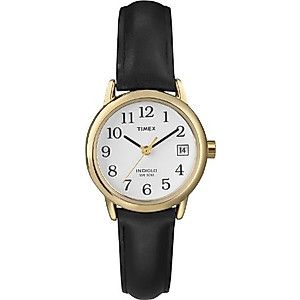 Timex Women's T2H341 Easy Reader Black Leather Strap Watch