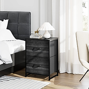 Nicehill Nightstand, Small Dresser, Bedside Furniture, Night Stand End Table with Storage Drawers for Bedroom, Black Wood Grain