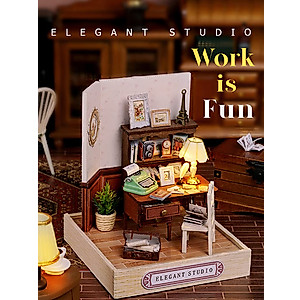 Flever Dollhouse Miniature DIY House Kit Creative Room with Furniture for Romantic Valentine's Gift (Elegant Studio)