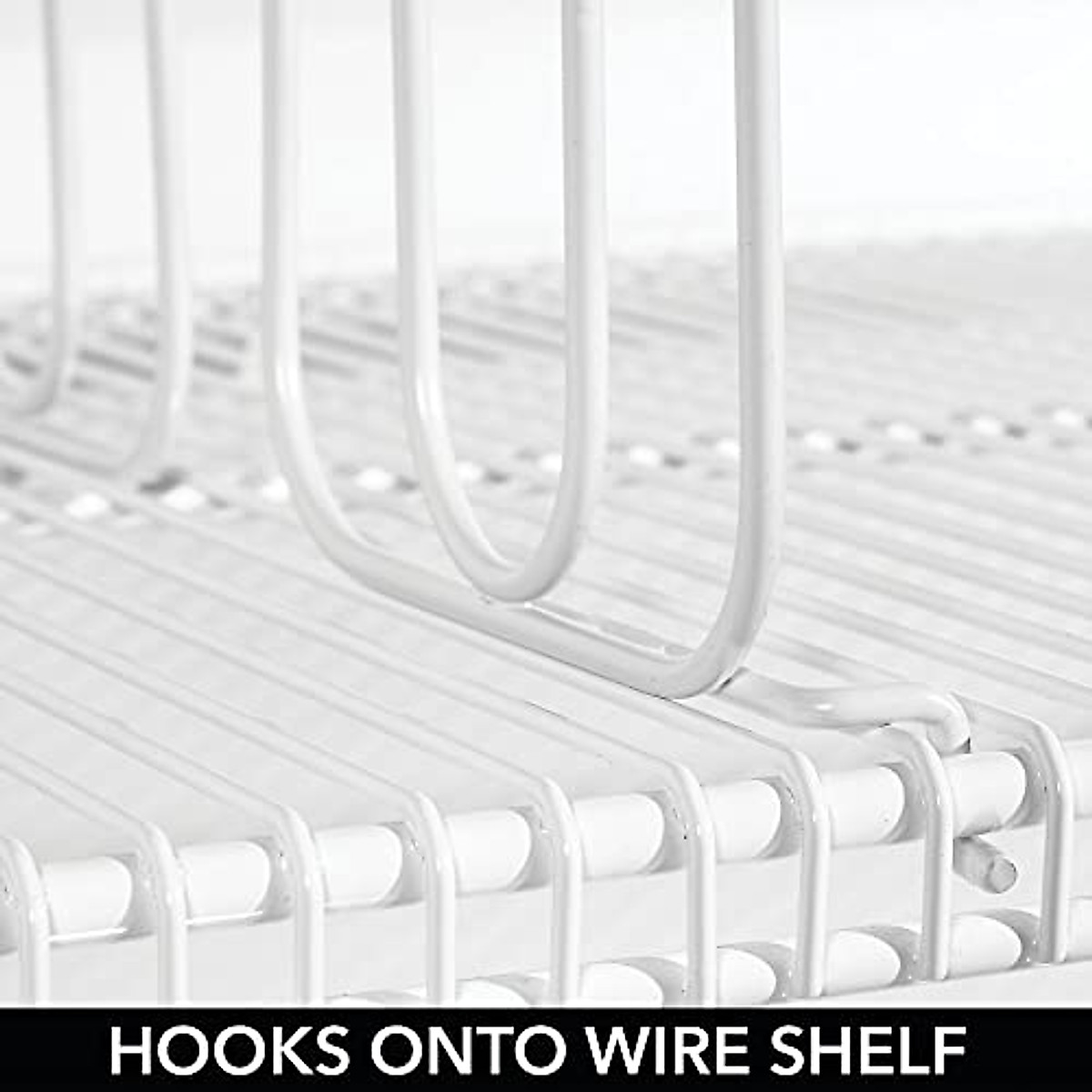 mDesign Versatile Metal Wire Closet Shelf Divider and Separator with Top Shelf for Storage and Organization in Bedroom, Bathroom, Kitchen and Office Shelves - Easy Install, 2 Pack - White