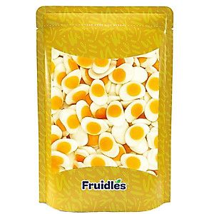 Fruidles Mini Fried Egg Gummi, Omelet Candy, Delicious Fruit Flavors Gummies (1 Pound)