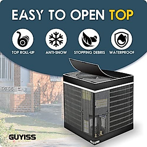 GUYISS Air Conditioner Covers,Full Mesh With Collapsible Waterproof Top,24 x 24 x 28 Inch Outside Central AC Unit Protector Against,All Season dustproof, snow-proof, rain-proof and defoliation-proof