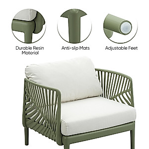 Werph Patio Furniture Set Outdoor Couch Patio Set Patio Sectional Sofa Outdoor Patio Furniture Set with Washable Cushions Balcony Furniture with Glass Table for Indoor, Backyard, Lawn,Porch