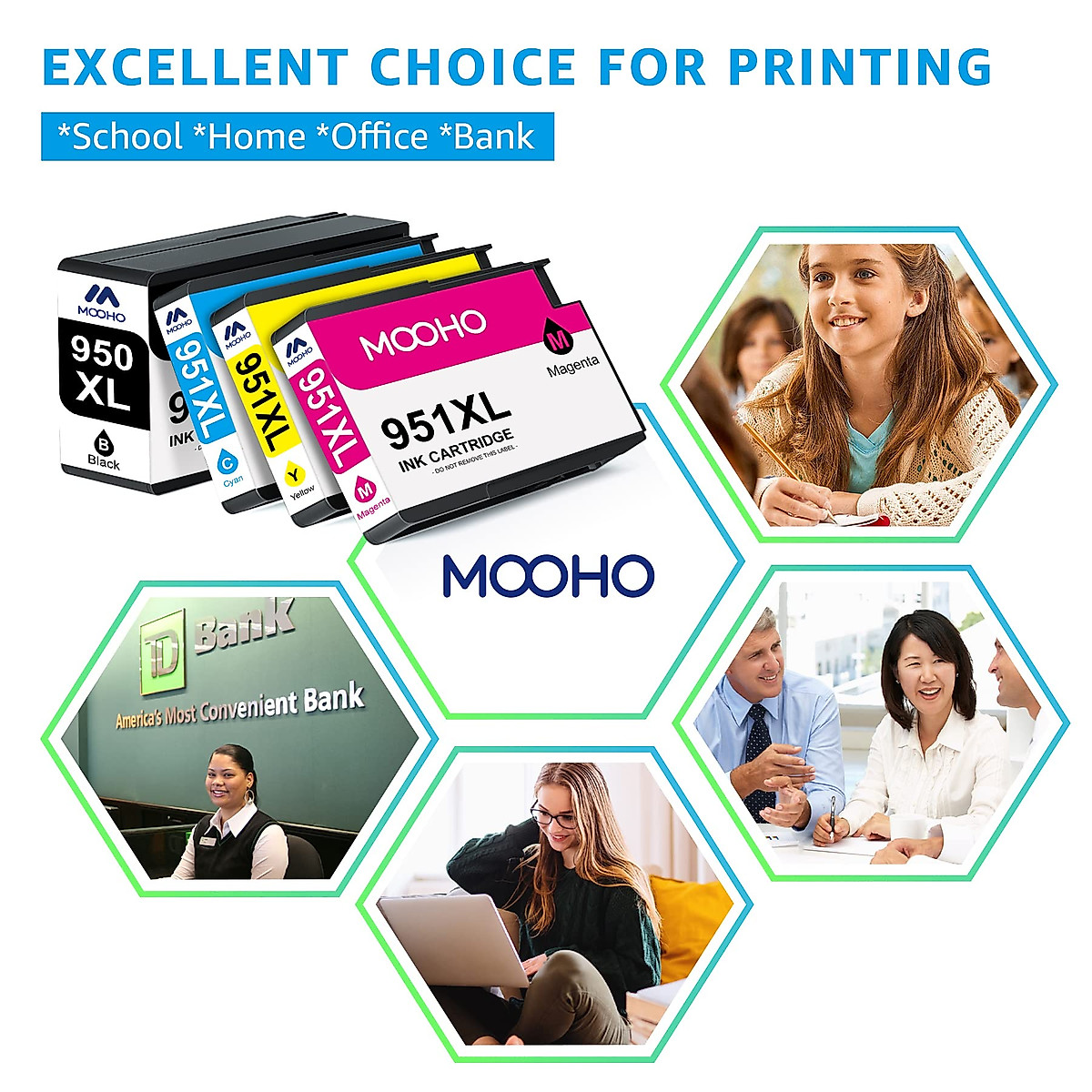 950XL 951XL Remanufactured Ink Cartridge for HP 950 951 XL High Yield Compatible with OfficeJet Pro 8600 8610 8615 8620 8625 8630 8100 276dw 251dw (Black, Cyan, Magenta, Yellow, 4XL Combo Pack)