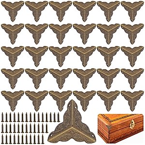 40PCS Box Corner Protector, Antique Bronze Corner Decorative, Metal Edge Guard Cover for Desk Jewelry Case Box Gifts,1x1x1in(017)