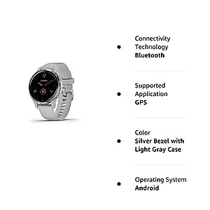 Garmin Venu 2S, Smaller-Sized GPS Smartwatch with Advanced Health Monitoring and Fitness Features, Silver Bezel with Light Gray Case and Silicone Band, (010-02429-02) (Renewed)