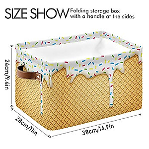 KEEPREAL Ice Cream Cone Basket Bin Large Storage Basket Toy Basket Canvas Storage Basket Clothes Basket Decorative Basket for Home Office (15x11x9.5inch)