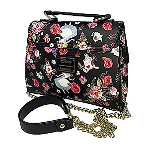 Loungefly Disney Alice in Wonderland Allover Floral Print Crossbody Satchel Handbag Purse