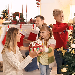 Sunolga 24 Pieces 3D Christmas Cardboard Treat Gift Boxes for Holiday with 4 Patterns Xmas Goody Gift Christmas House Cardboard Gifts Boxes Crafting and Cookie Boxes