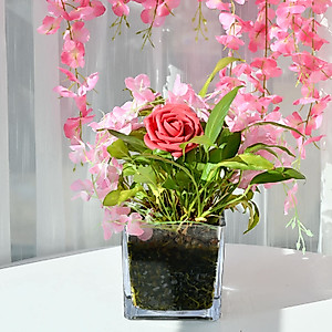 Mandy's 12pack Pink Fake Flowers Artificial Silk Wisteria Vine Ratta Hanging Fake Plants 43” for Home Party Wedding Decorations