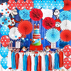 Dr Seuss Baby Shower Decorations/Dr Seuss Party Decorations Thing 1 Thing 2 Party Supplies Birthday Decorations Turquoise White Red Polka Dot Balloons/Thing One and Thing Two Birthday Decorations