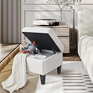 kinmars Accent Chair with Ottoman Comfy Upholstered Living Room Chair Bedroom Chair for Room Reading Chair Mid Century Modern Arm Chair and Storage Ottoman Set (Beige) F0804